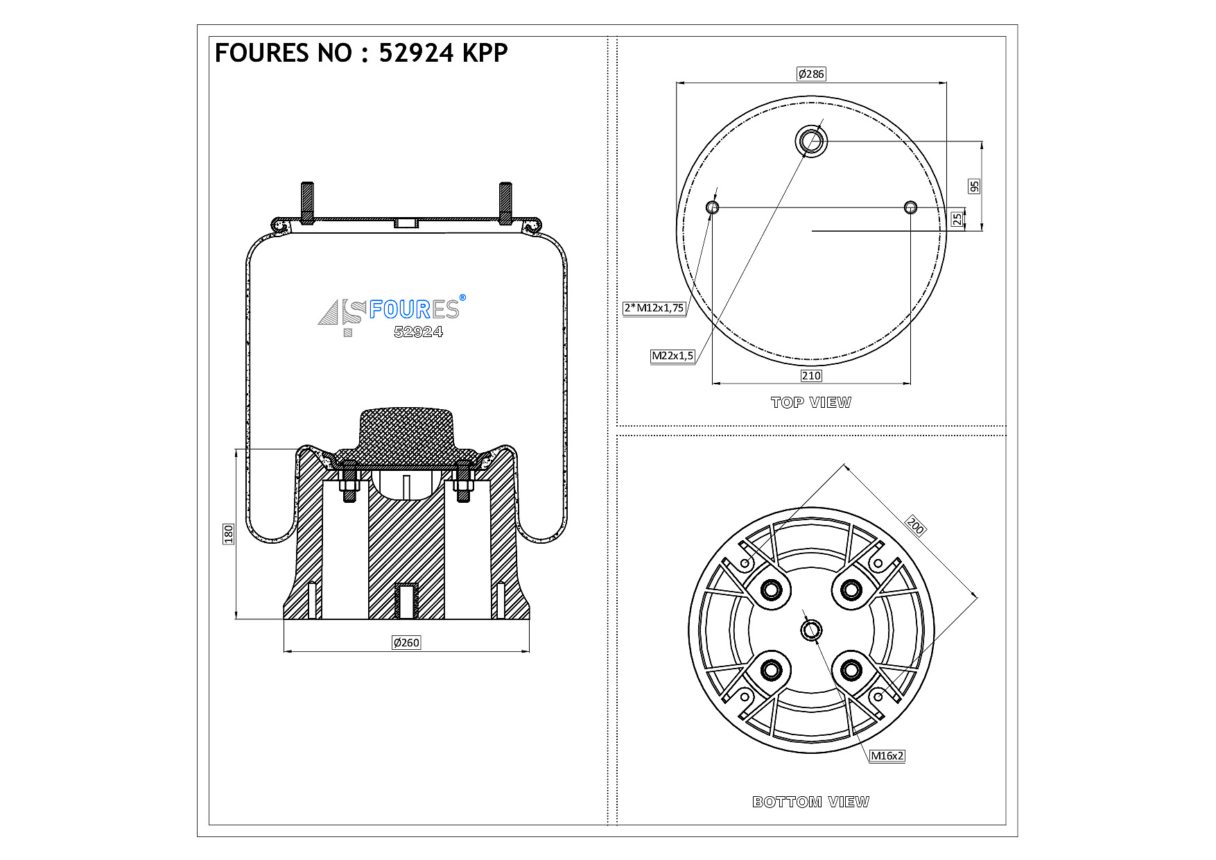 3229004100 - 52924 KPP - Complete With Plastic Piston - Foures Air Spring