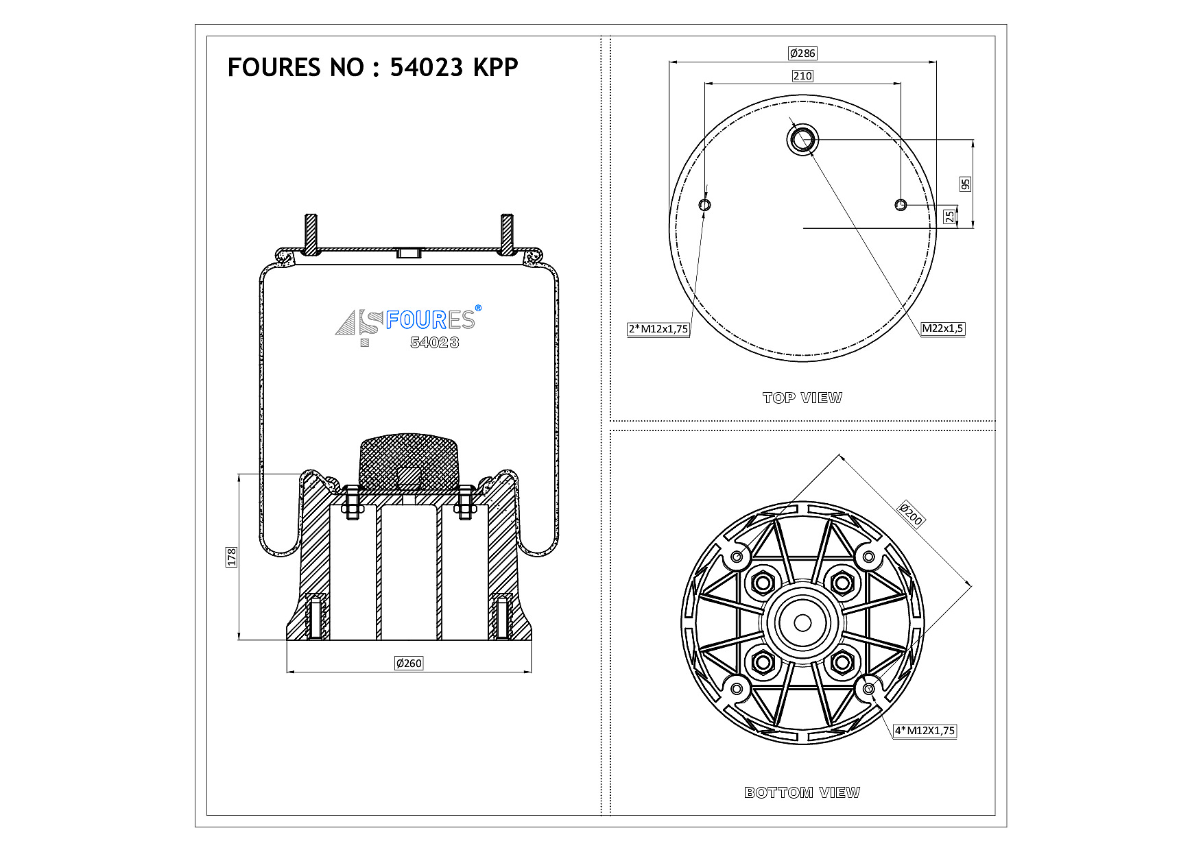 3229003100 - 54023 KPP - Complete With Plastic Piston - Foures Air Spring